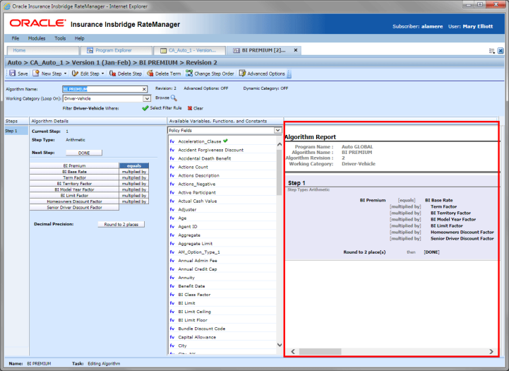 Algorithm Tab Algorithm Report